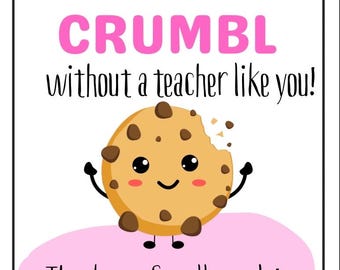 School Teacher Appreciation Crumbl Cookie Gift Tag Card Editable ...