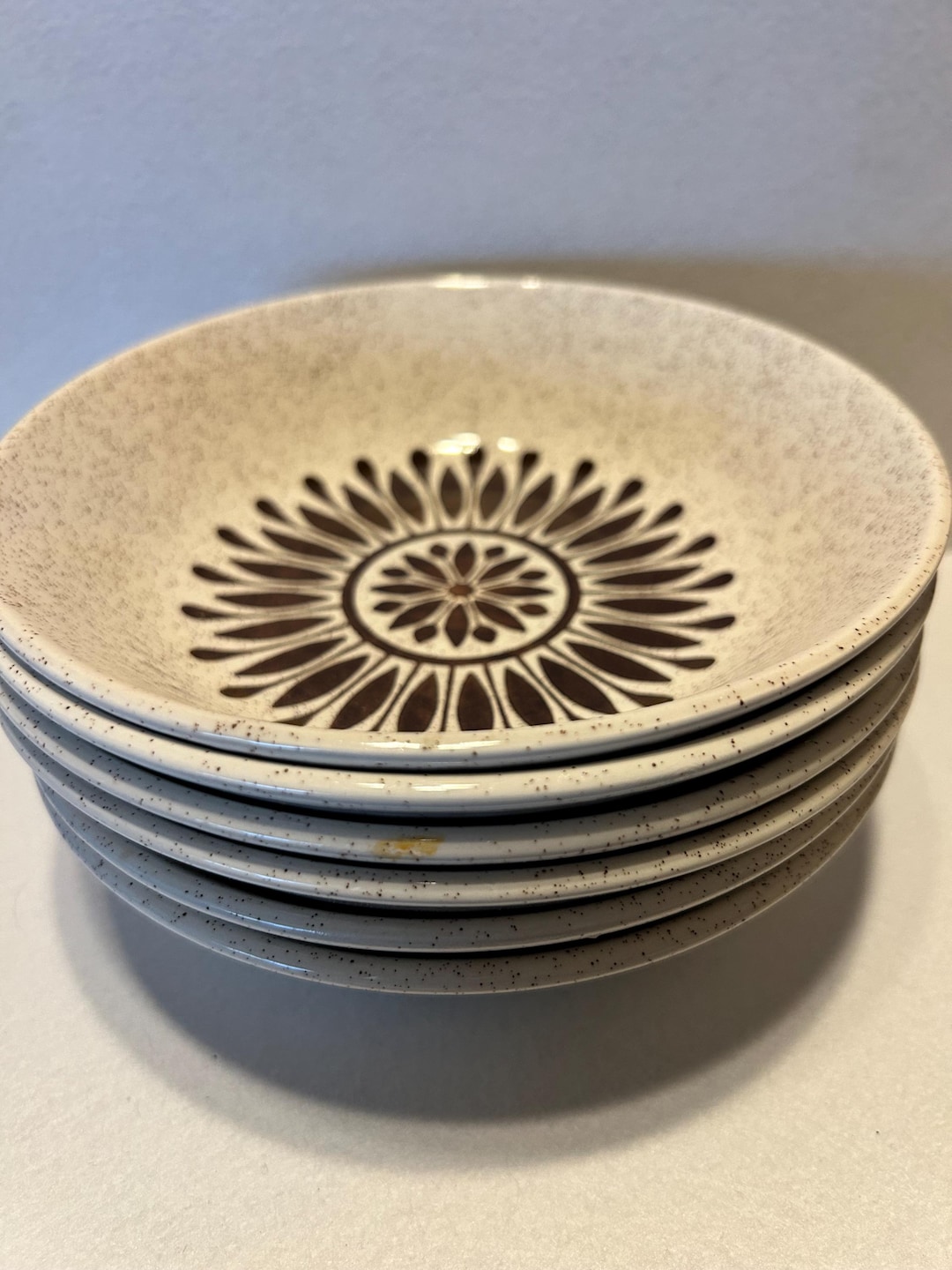 Set of 6 Vintage Biltons Ironstone Side Plates – Brown Sunburst Pattern ...