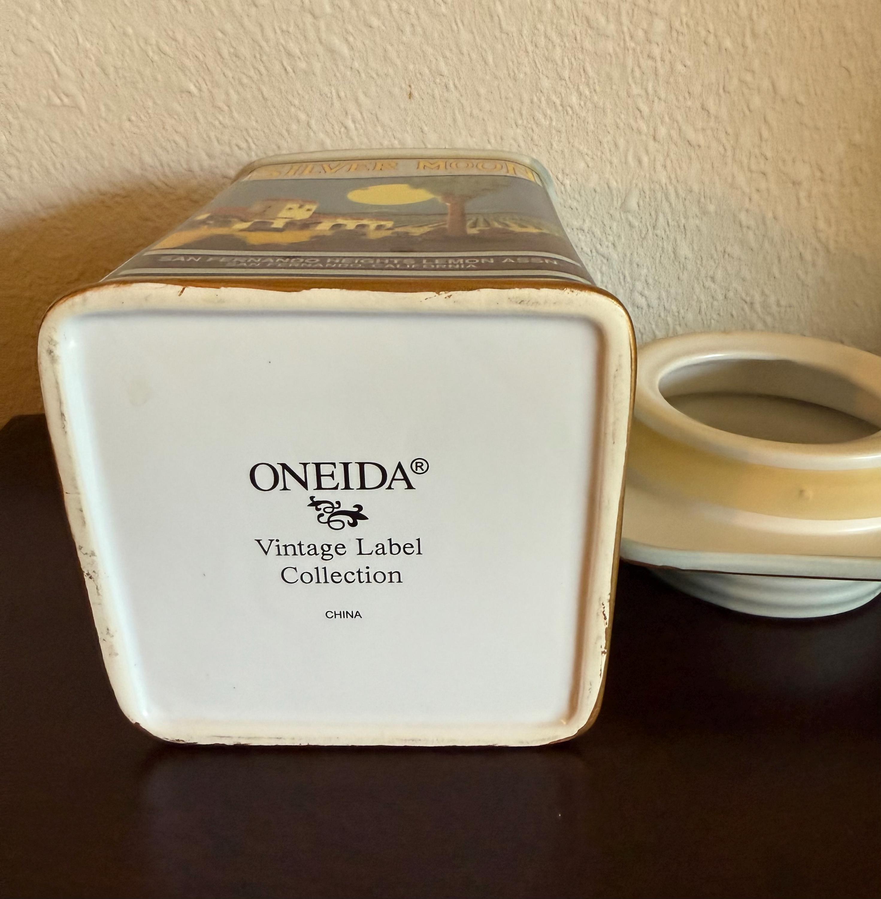 Vintage Oneida Ceramic Canister: Silver Moon Citrus Label, Farmhouse ...