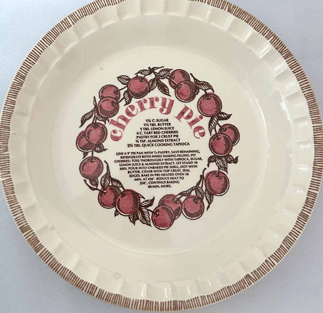 Vintage Royal China by Jeannette Cherry Pie Recipe Plate – 9” Stoneware ...