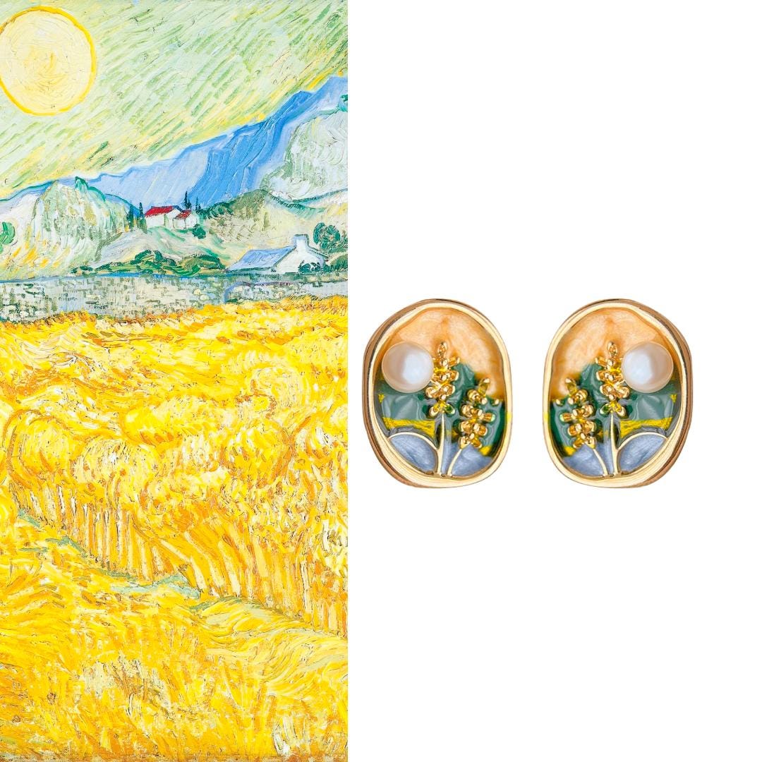 Van Gogh Inspired Stud Earrings. Hand-painted Art Earrings With ...