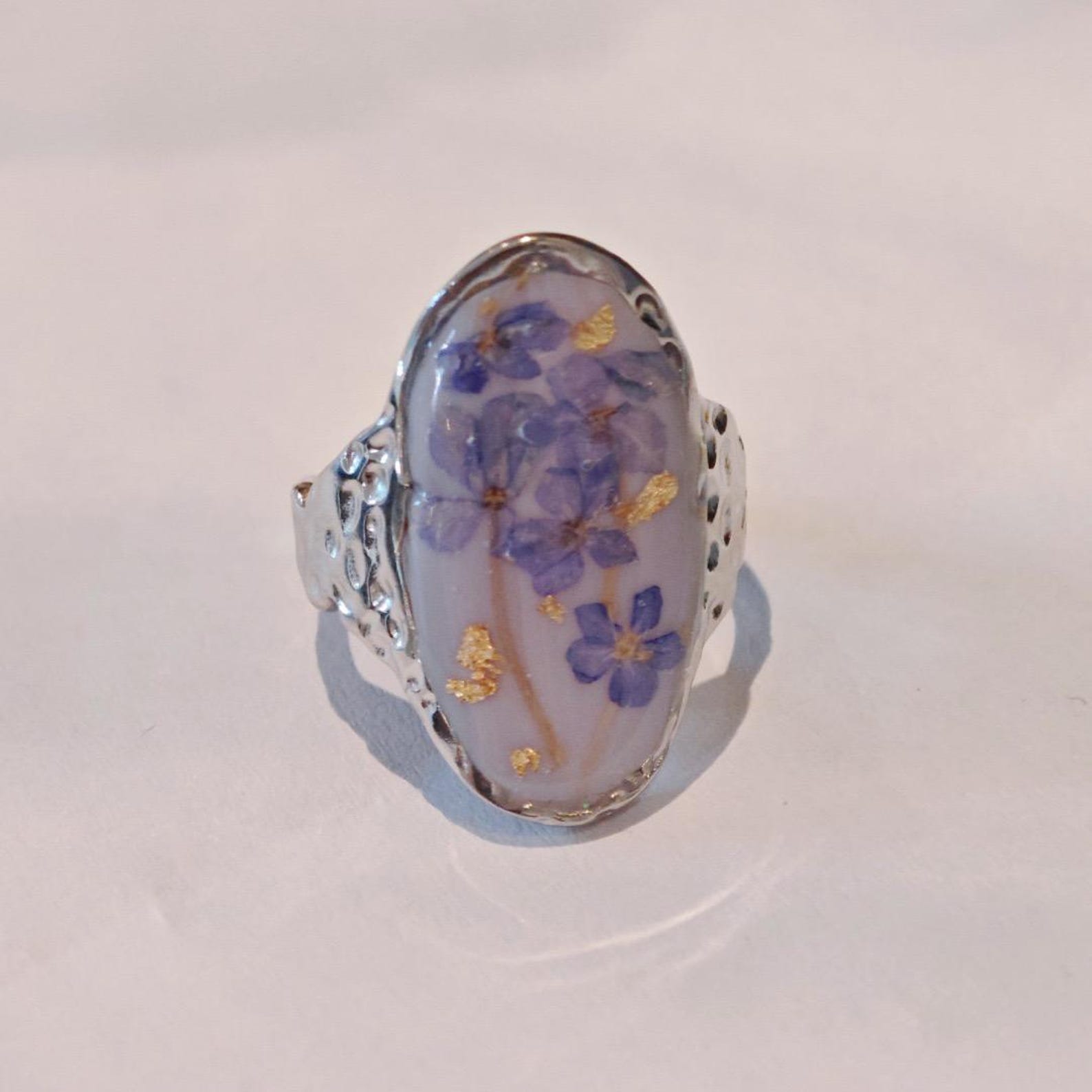 Real Flower Rings. Resin Pressed Natural Flower Adjustable Ring ...