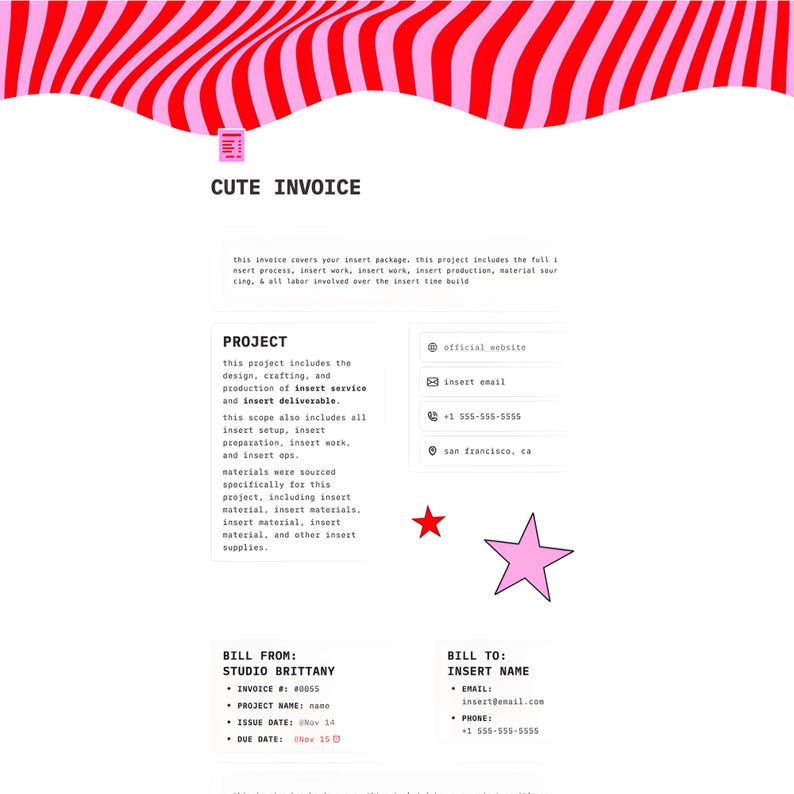 Notion Cute Invoice Template | Aesthetic Billing for Freelancers ...