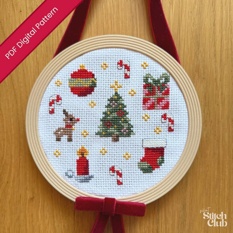 Mini Christmas Cross Stitch Pattern PDF – Simple Holiday Design With 6 ...