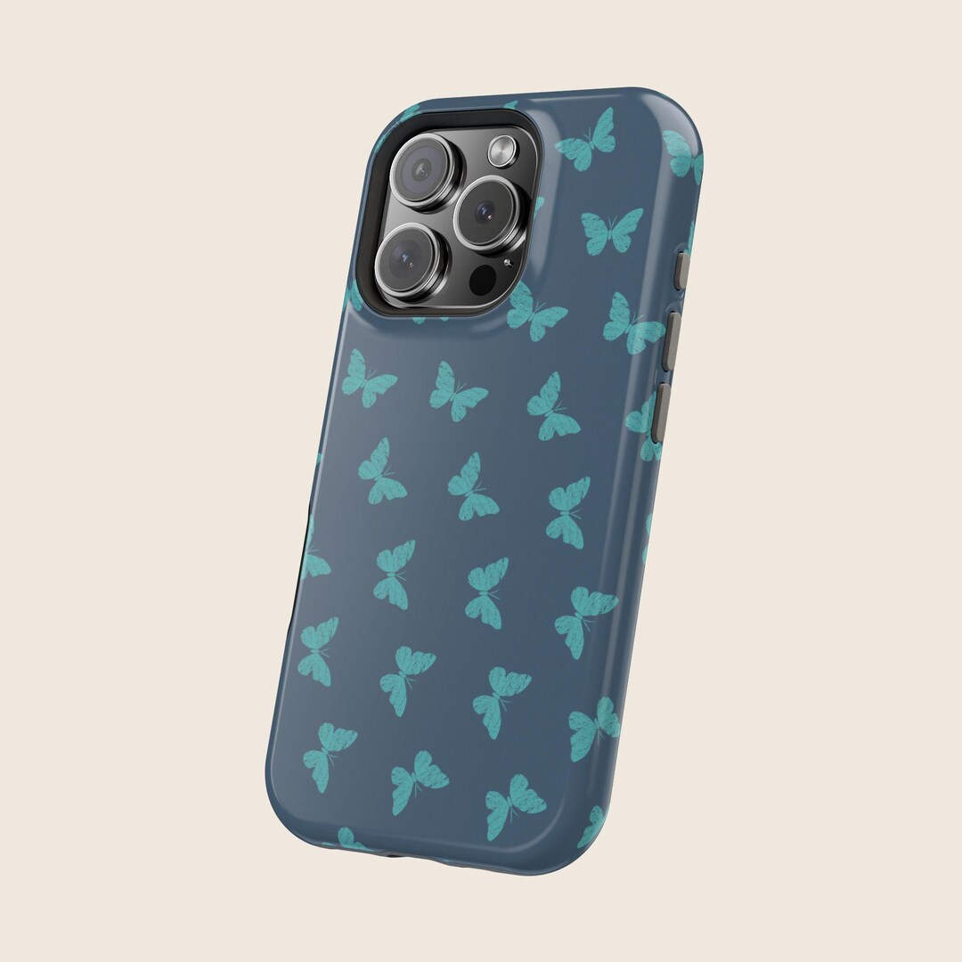 Insect Phone Case, Patina Blue Butterfly Pattern, Iphone, Magsafe ...