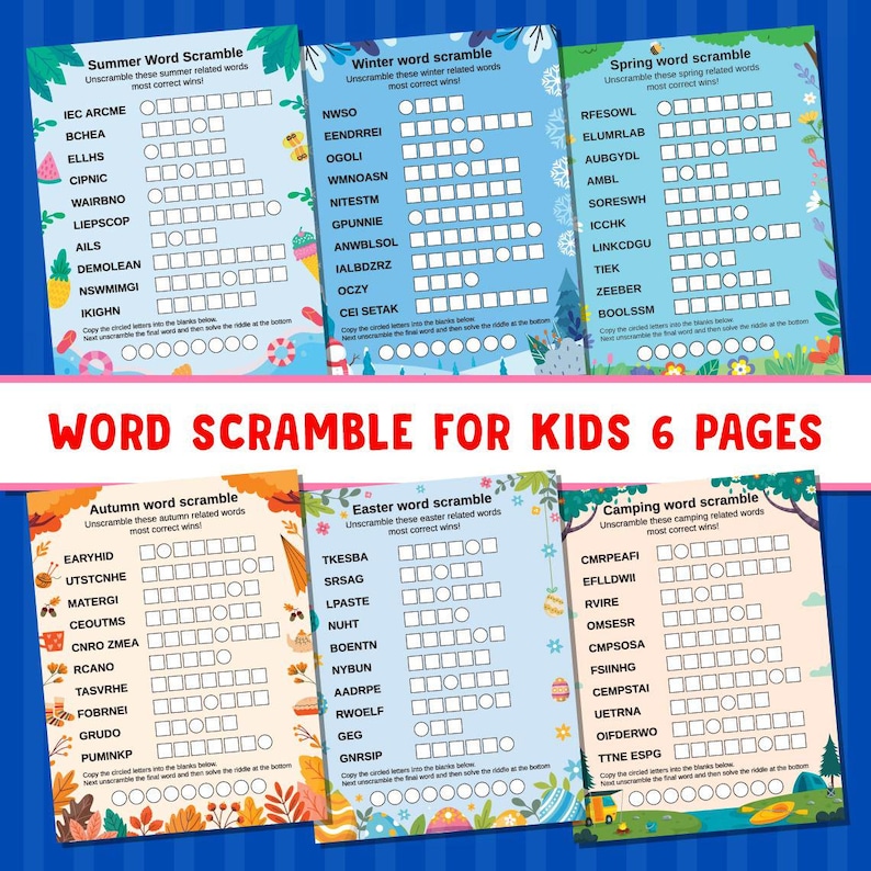 Kids' Printable Puzzles for a Seasonal Baby Word Scramble Game With ...