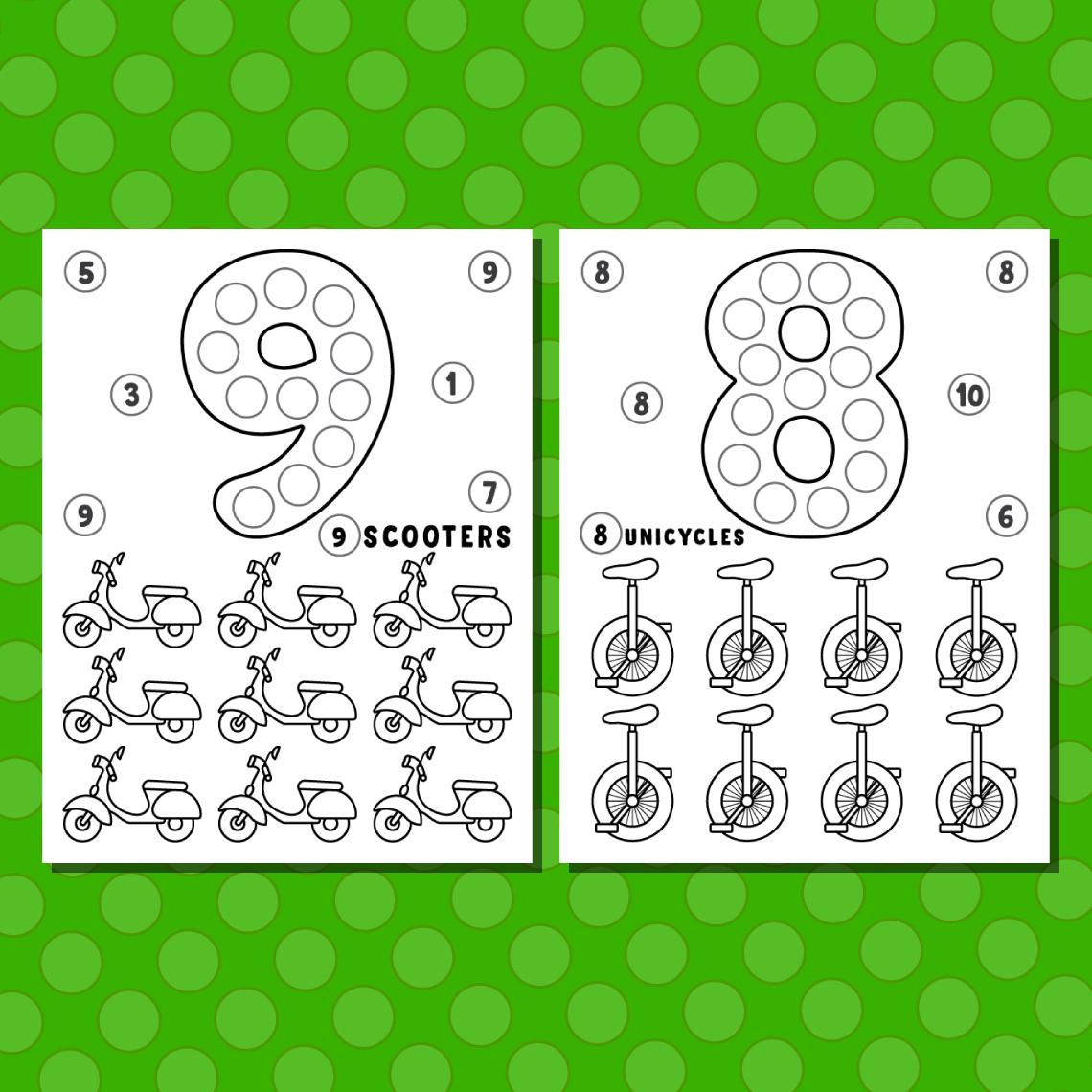 Vehicle ABC & 123 Dot Marker Coloring Pages - Toddler Preschool ...