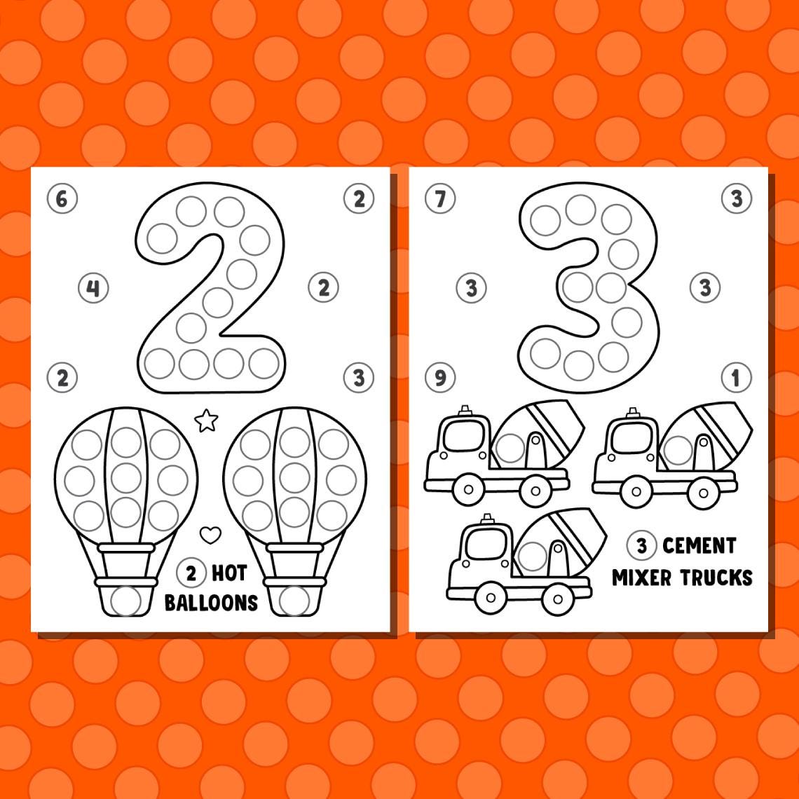 Vehicle ABC & 123 Dot Marker Coloring Pages - Toddler Preschool ...