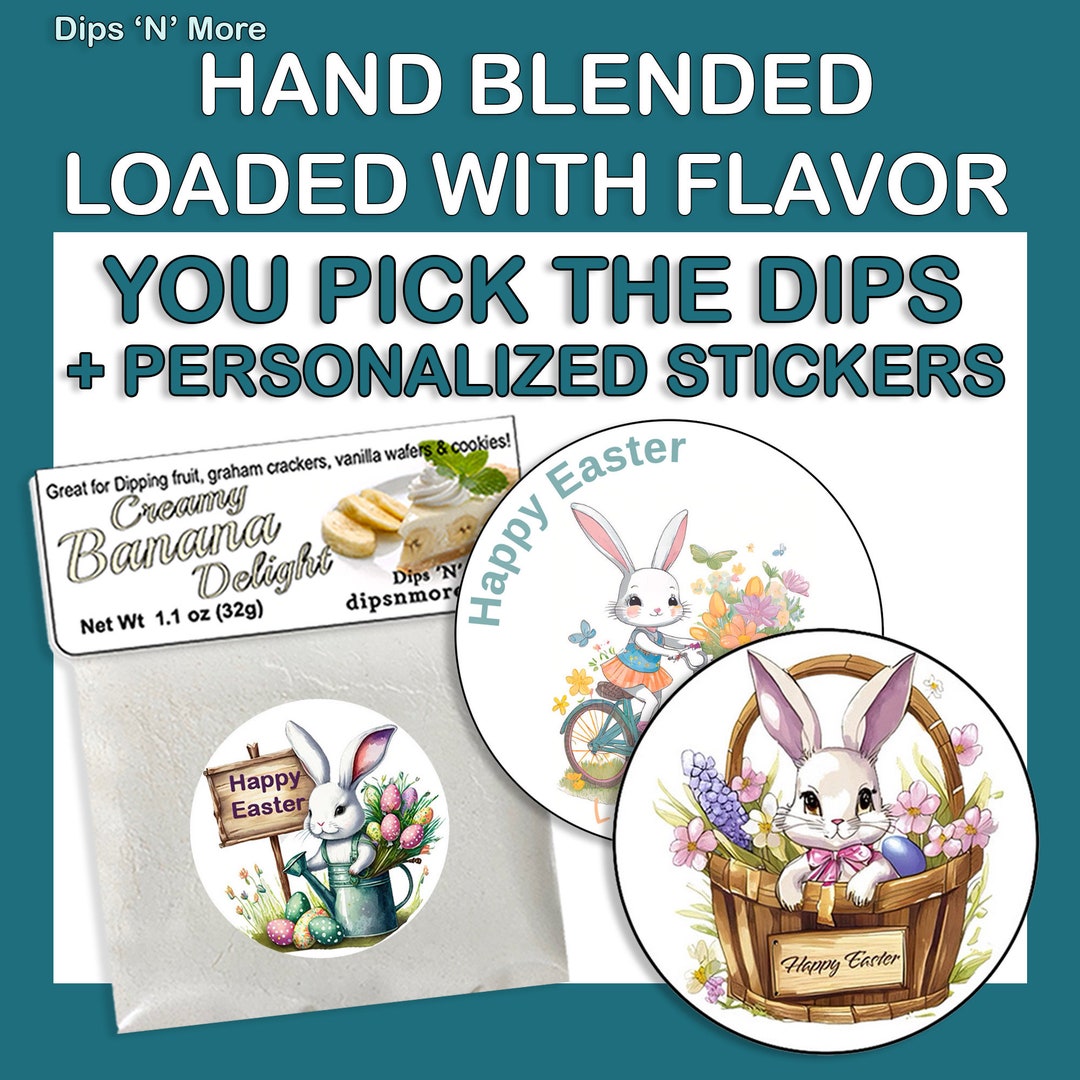 6 Dip Mixes & 6 Easter Stickers for Gifts, Fruit Dips, You Pick the ...