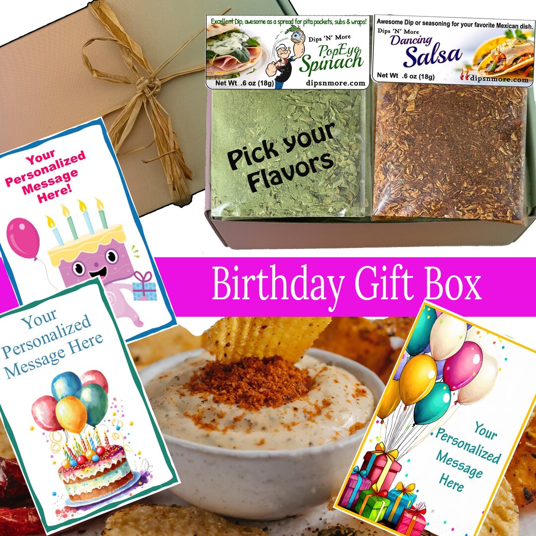 Birthday Day Gift Box, 6 Dip Mixes, You Pick, Personalized, Her ...