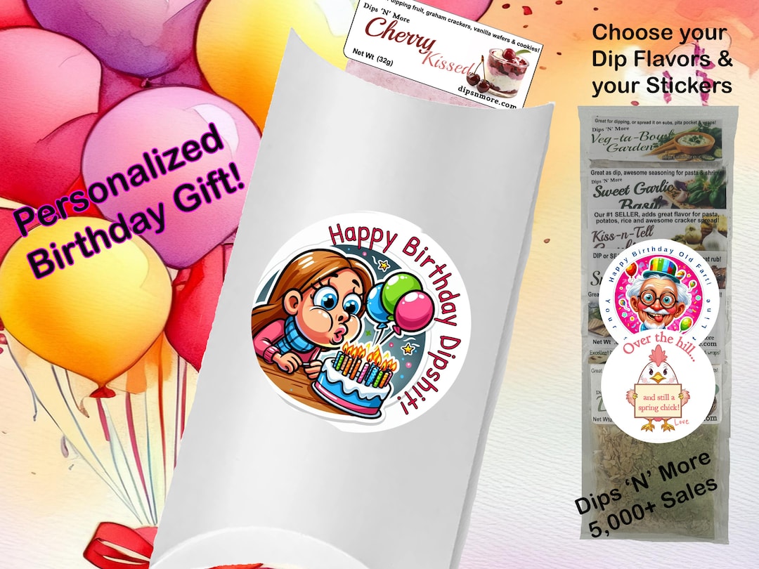 6 or 8 Dips, Funny Birthday Gift Set, Custom Personalized Birthday ...