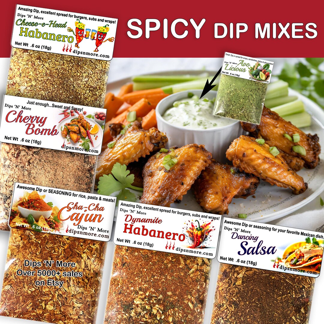 10 Spicy Dip Mixes for Chips and Dip, Pretzel Dip , Vegetable Dip ...
