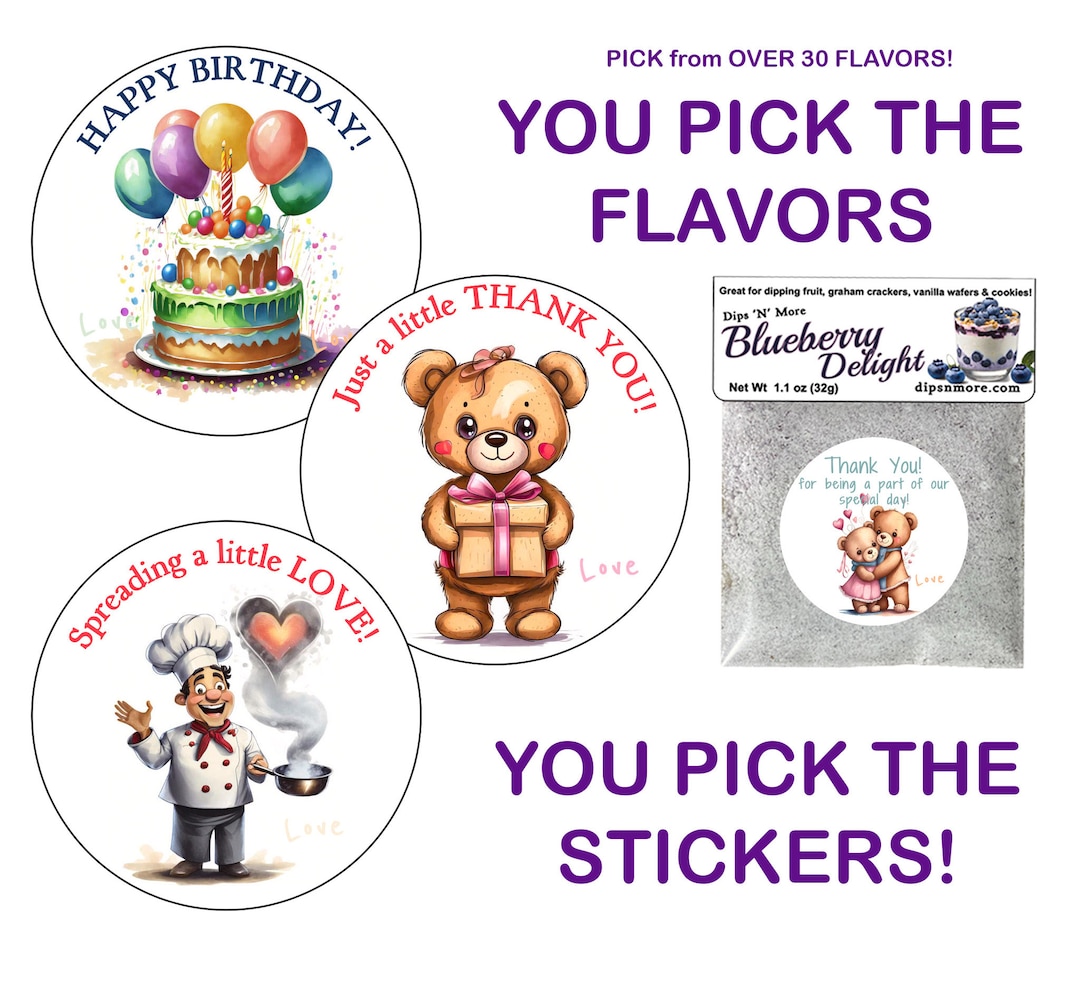 6 Dips, Personalized Dip Mix Gift Set, You Pick Flavors & Gift Sticker ...