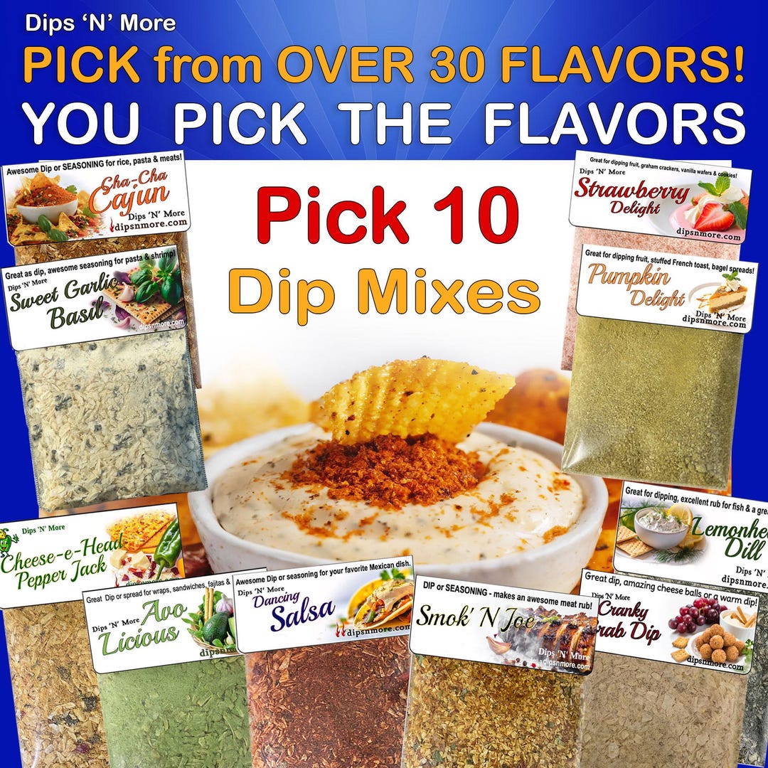 10 Dip Mixes, You PICK Flavors, Gifts, Variety Pack, Dry Dip Packages ...