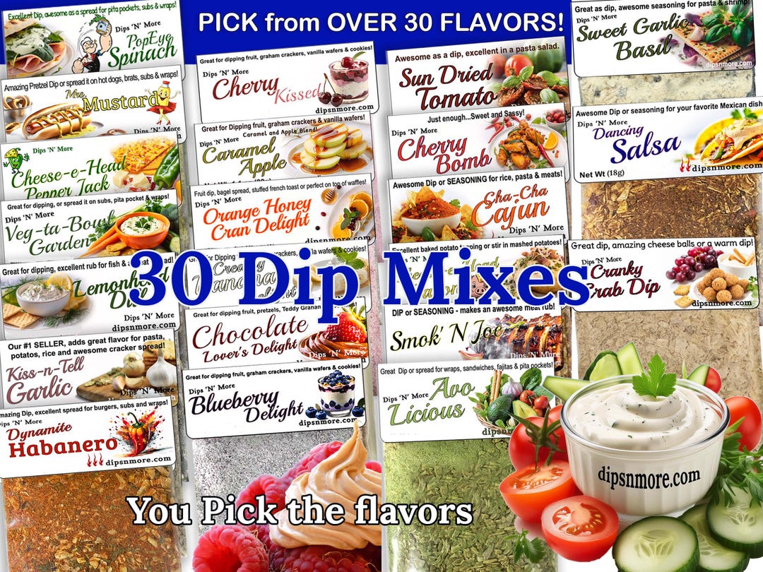 30 Dip Mixes You Pick Flavors, Party Favors, Chip Dip, Employee Gifts ...