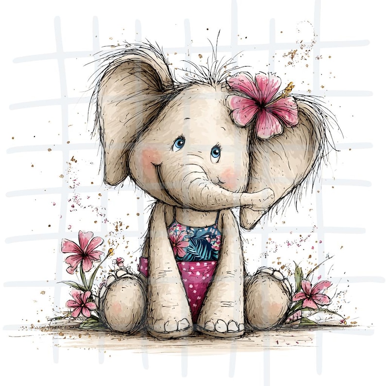 Watercolor Summer Animals Clipart Set, Beach Bikini Illustrations ...