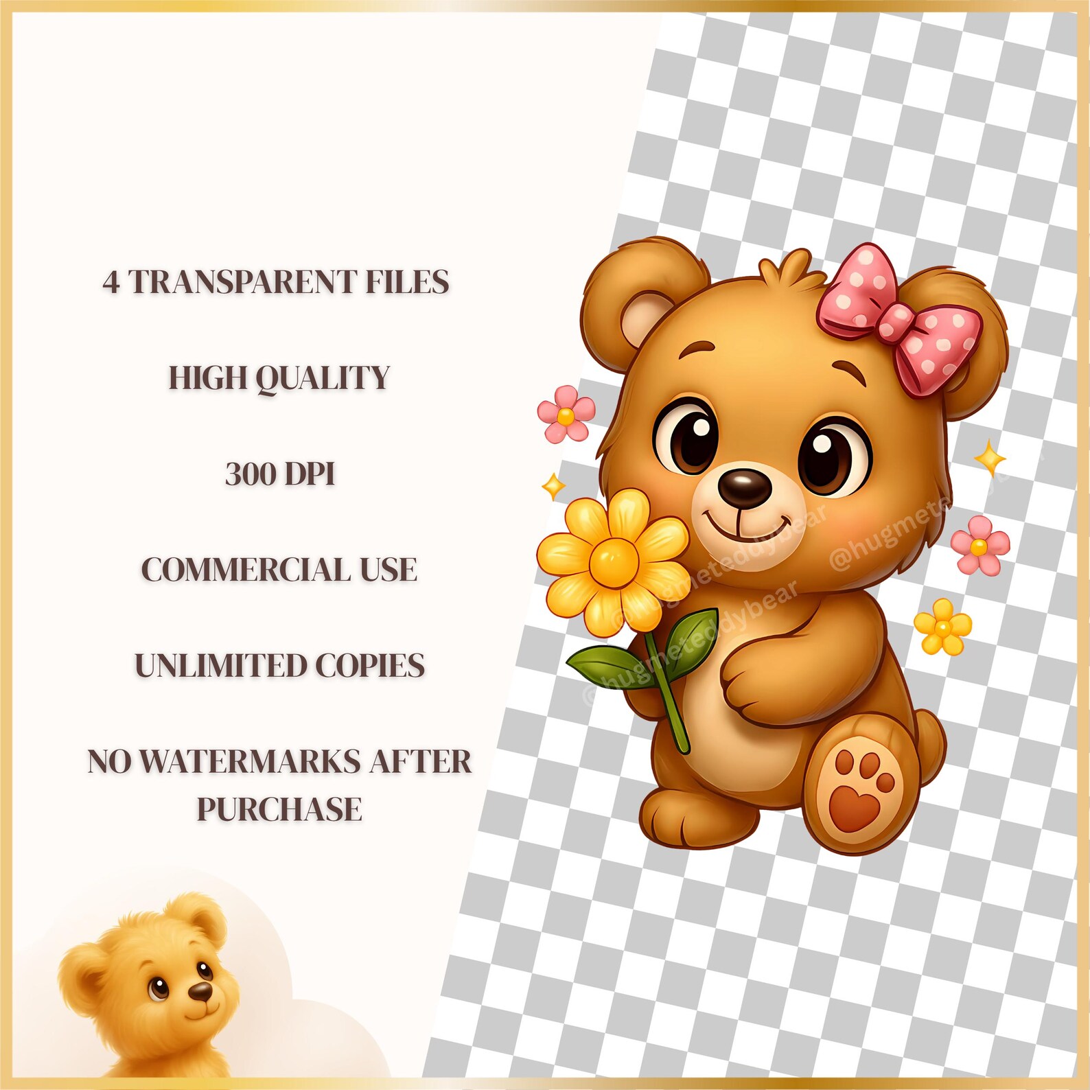 Teddy Bear Clipart Set: Adorable Pngs for Cards, Stickers (digital ...