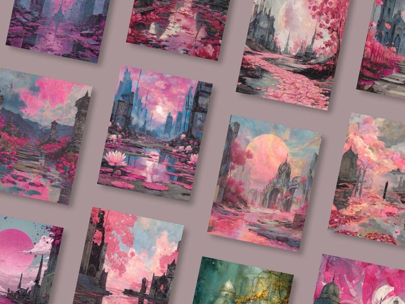 12 Digital Papers - Petalcore Dystopia | Pink Apocalyptic Fantasy ...