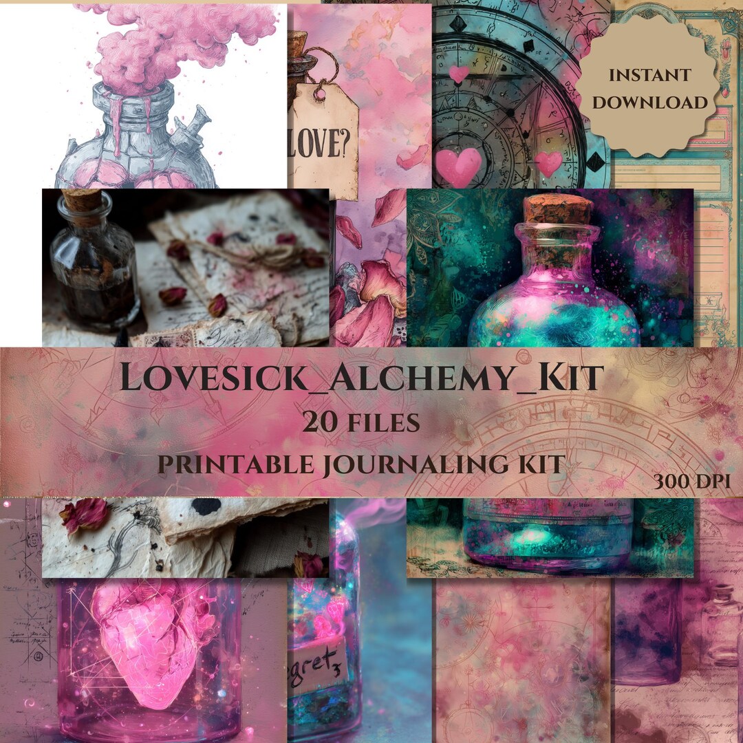 Lovesick Alchemy Kit – Printable Junk Journal Ephemera | 12 Witchy ...
