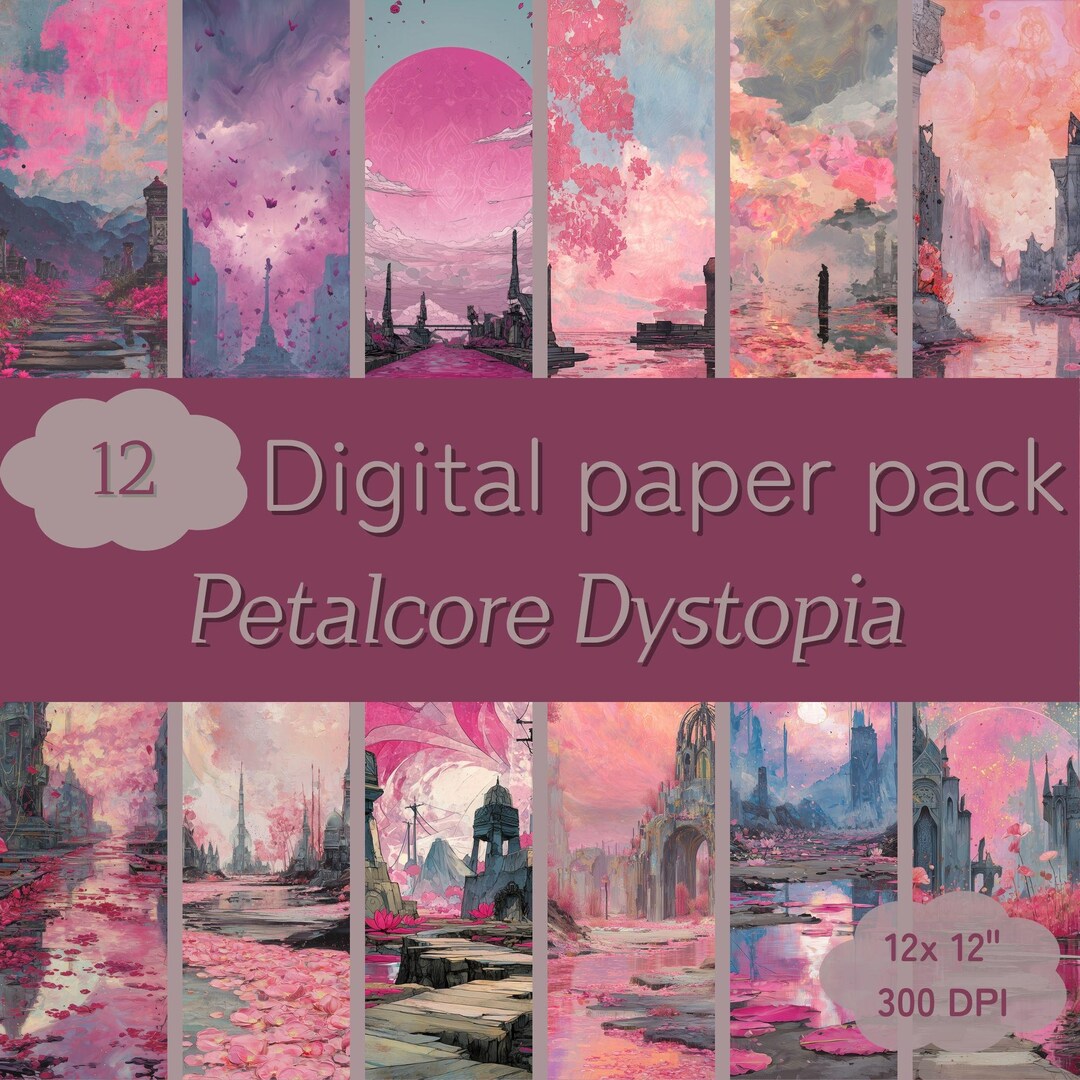 12 Digital Papers - Petalcore Dystopia | Pink Apocalyptic Fantasy ...