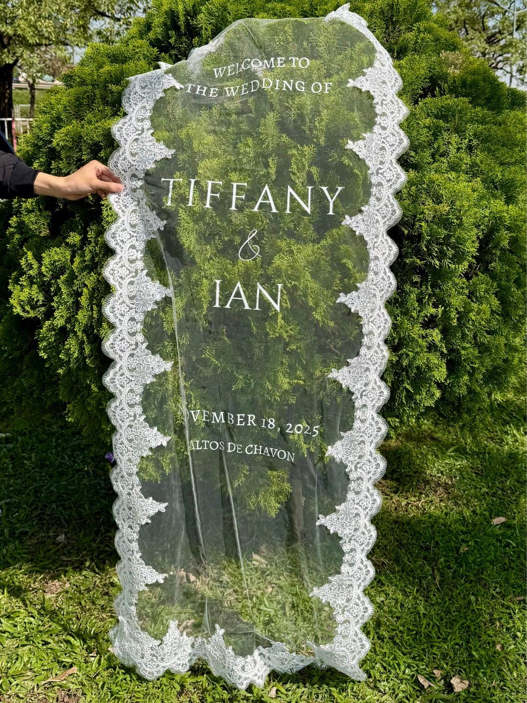 Personalized Sheer Lace Wedding Welcome Sign, Elegant Bridal Entrance ...