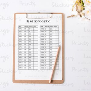 Simple Printable PDF 52 Weeks to 2500, Savings Challenge, Savings ...