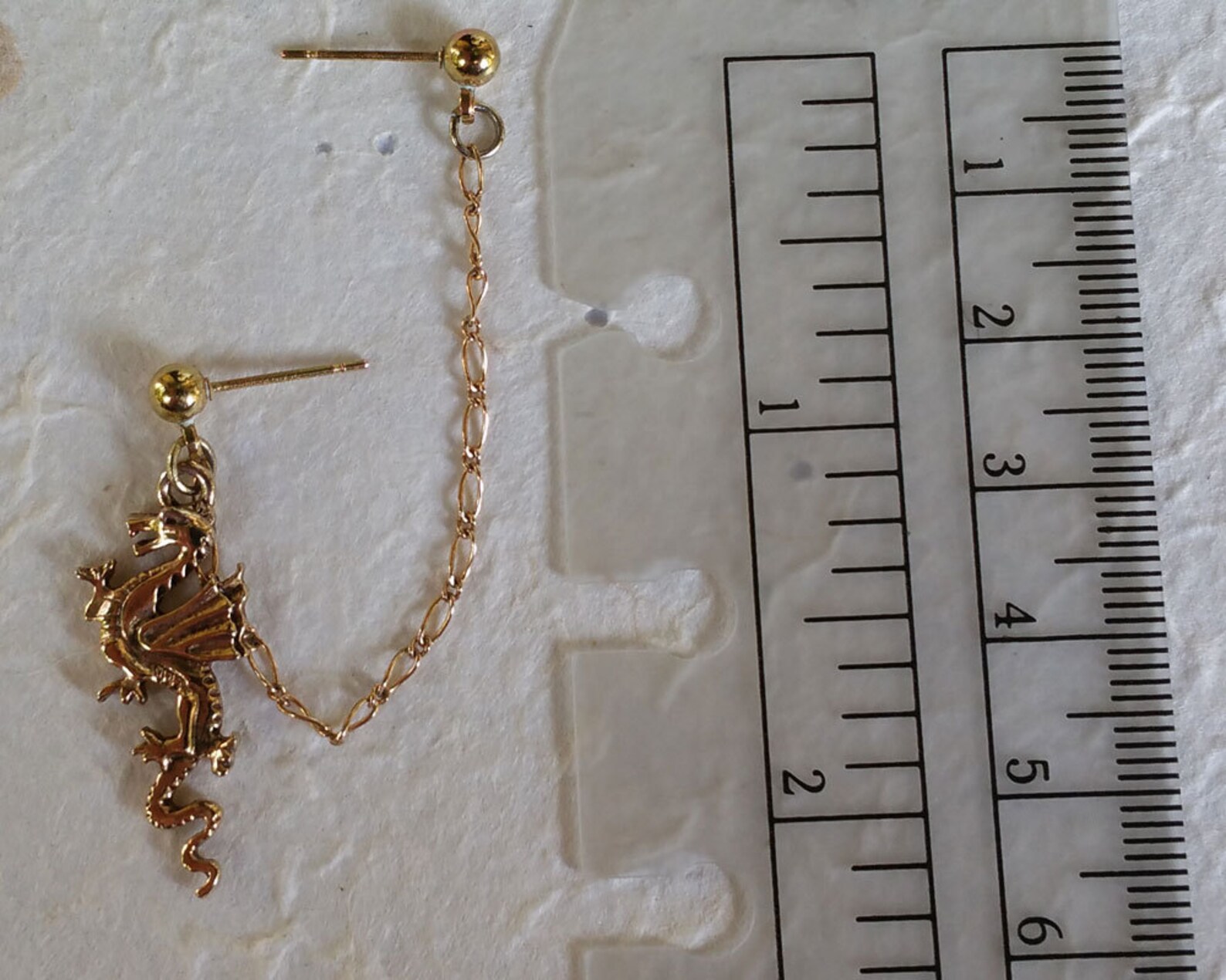 Gold Dragon double pierced cartilage earring double piercing | Etsy