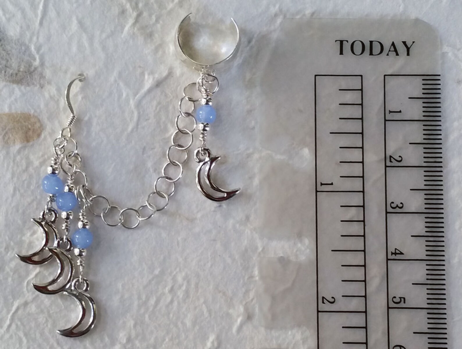 Sterling Silver Pale Crescent Moon Ear Cuff Ear Wrap and - Etsy