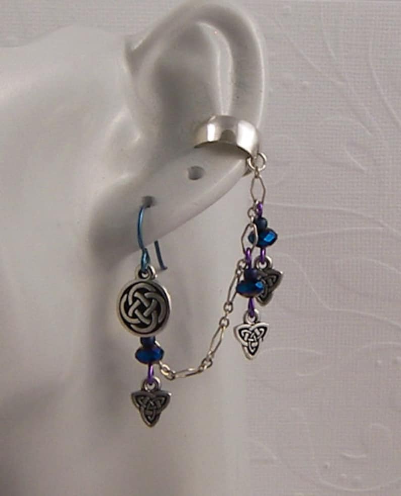 Celtic Purple Ear Cuff in Sterling Silver and Niobium With Crystals and ...