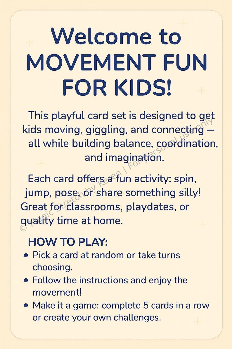 Movement Fun Cards for Kids – Printable Activity Cards for Movement ...