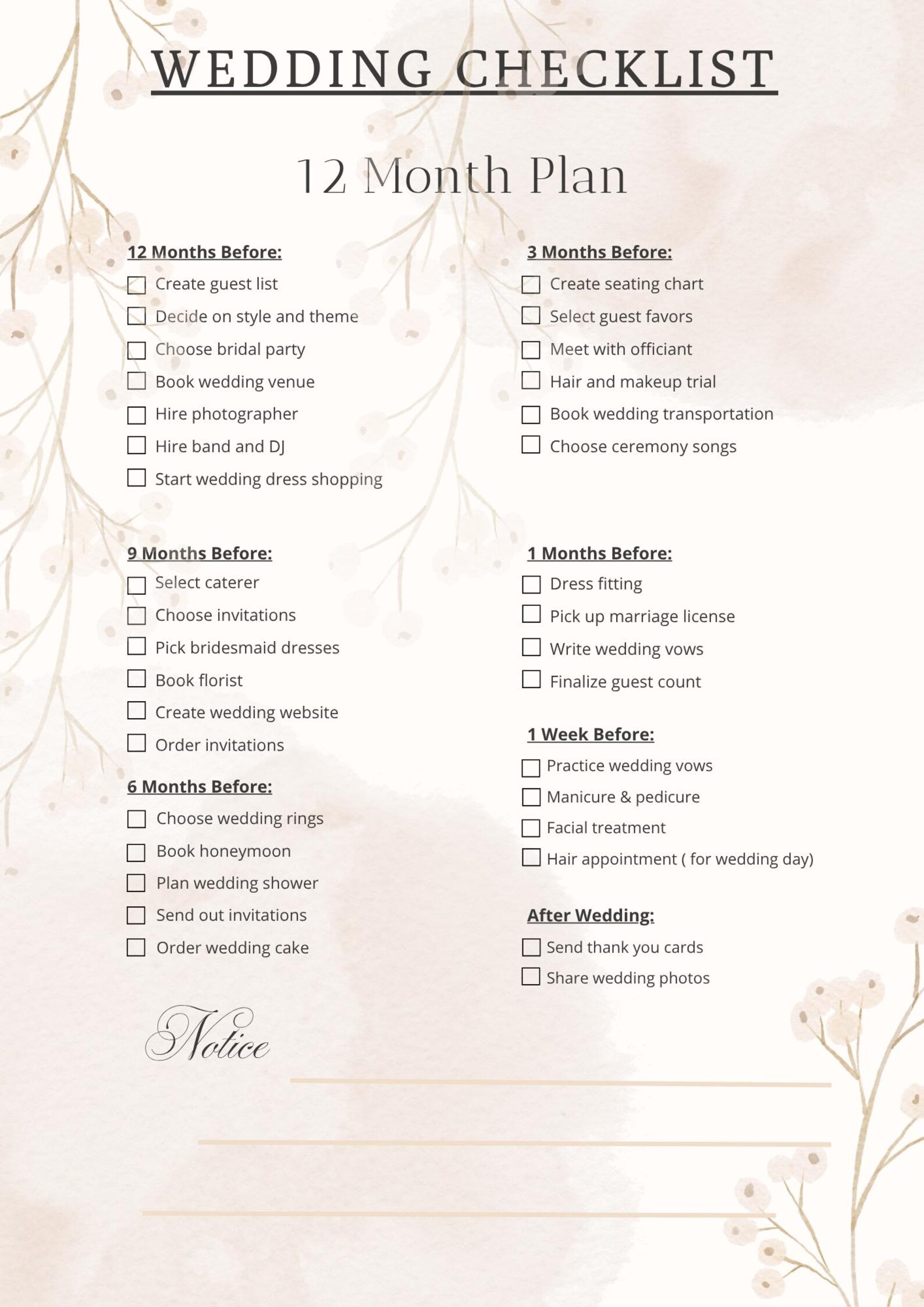 Editable Wedding Checklist | Printable Planner PDF | Instant Download ...
