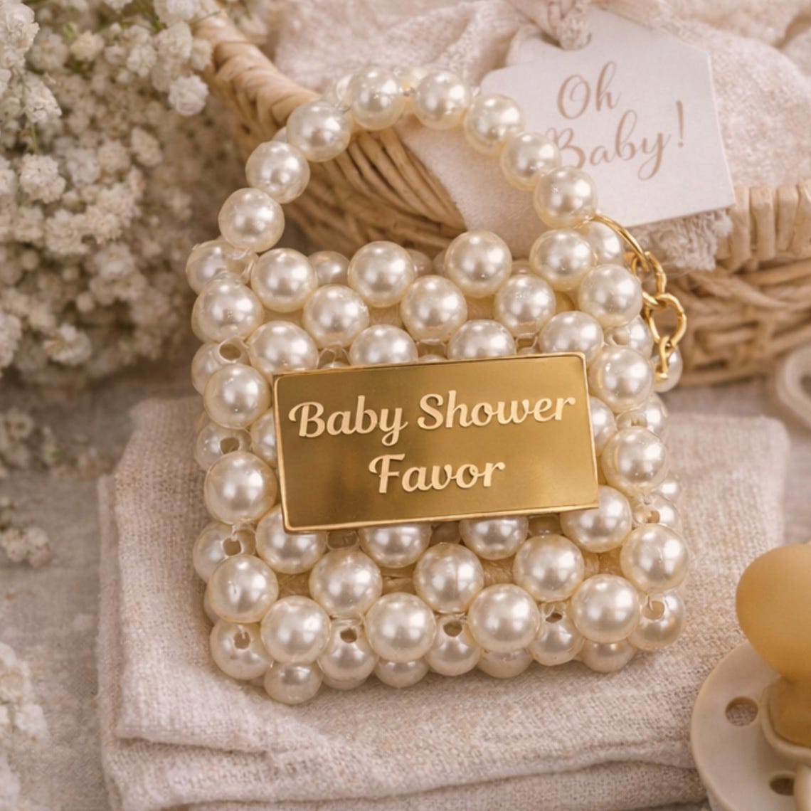 Personalized Mini Pearl Favor Bag | Pearl Bag Keychain | Custom Pearl ...