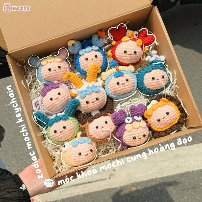 Cute Crochet Mochi 12 Zodiac Horoscope & More Handmade Plush Keychains ...