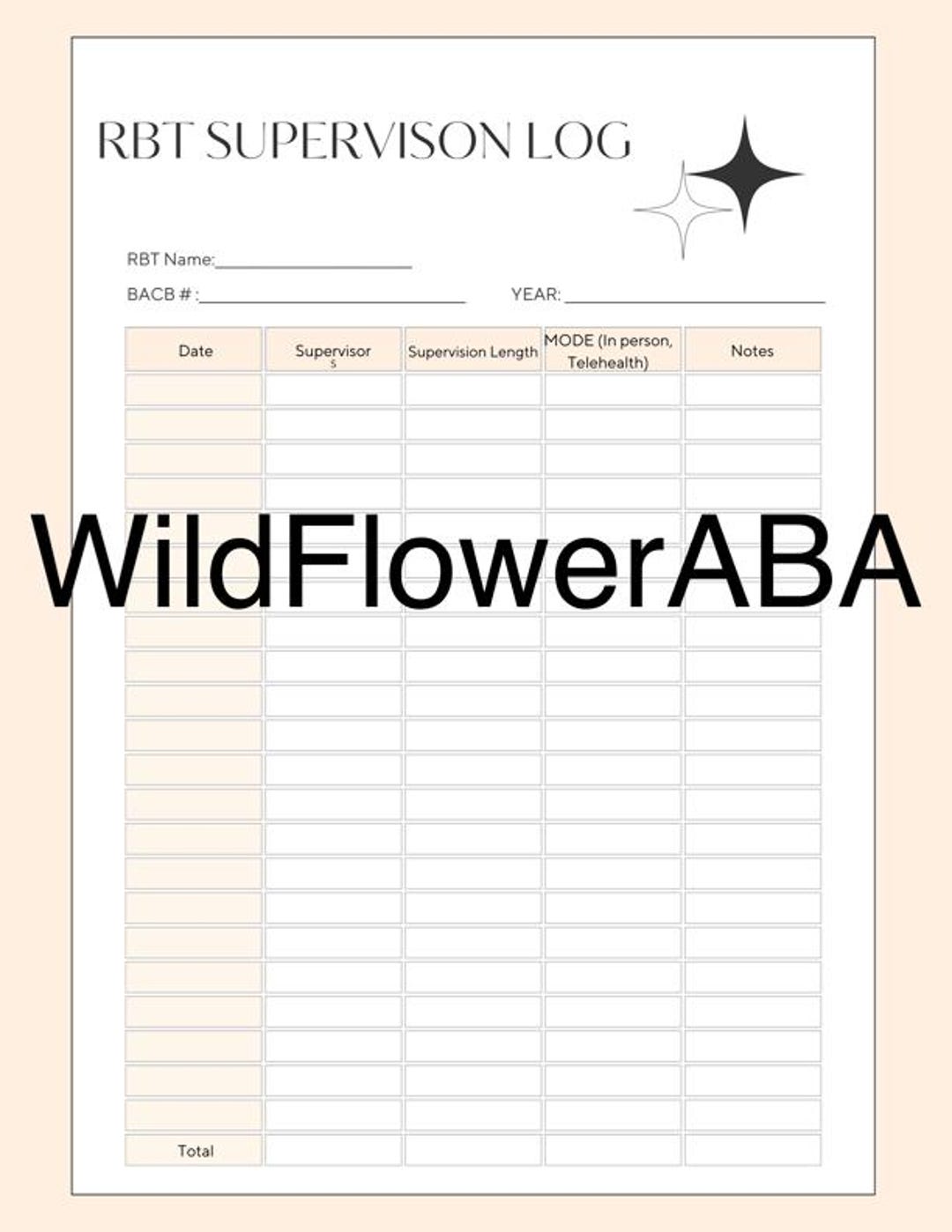 RBT Supervision Log - Etsy