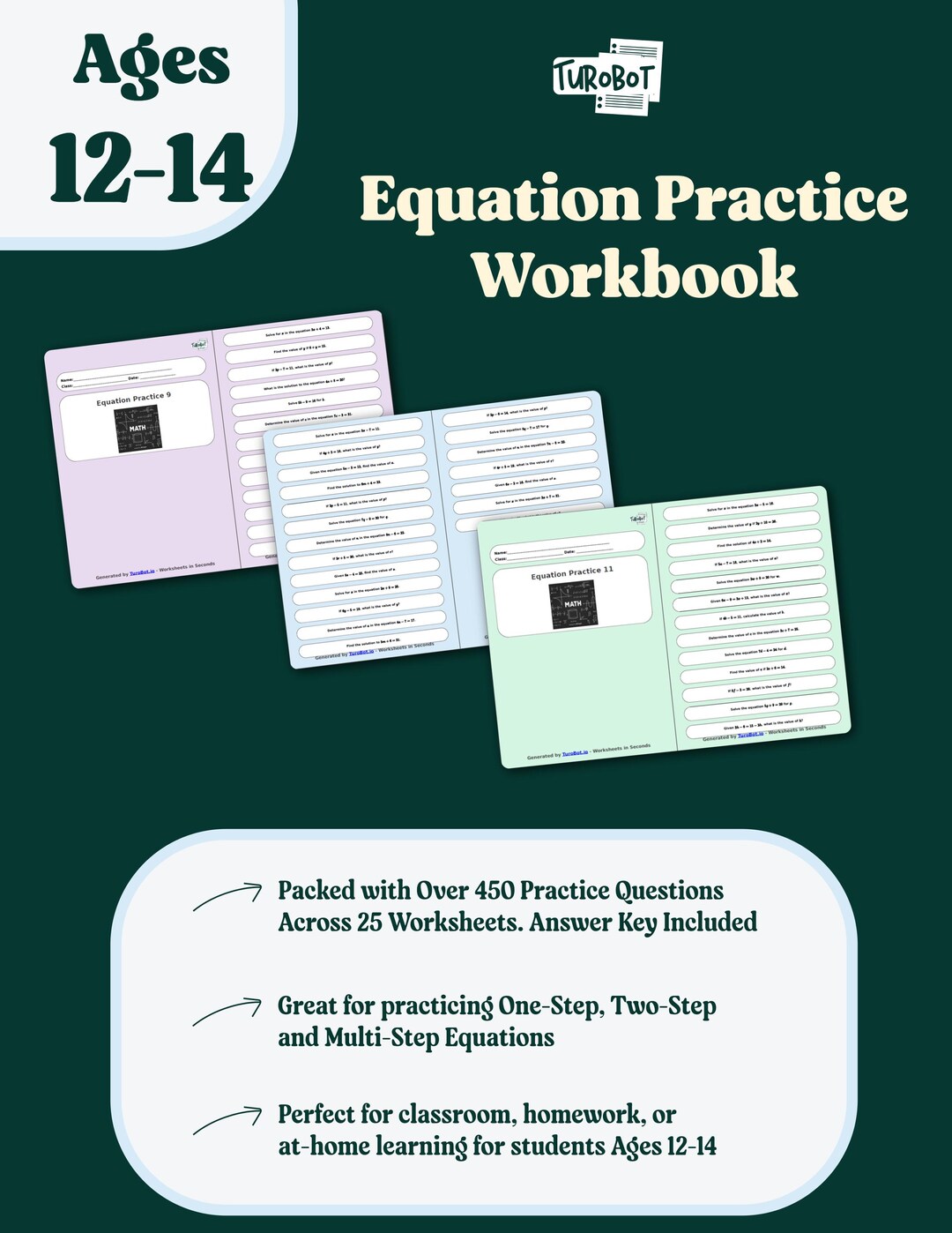 Maths - Equation Practice Workbook for Ages 12-14; Over 450 Practice ...