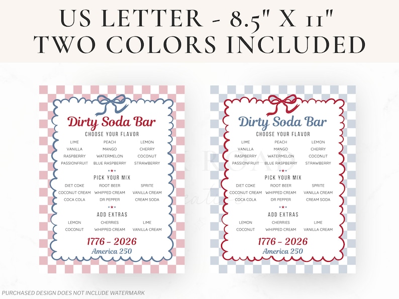 Editable 4th July Dirty Soda Bar Sign, Patriotic Party Decor (digital ...