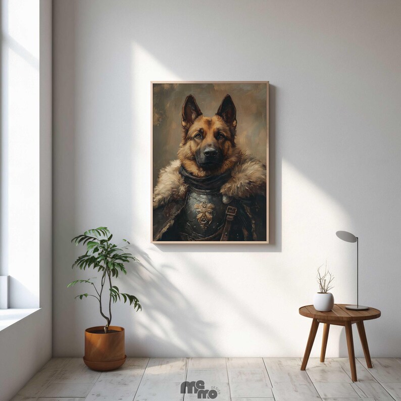 German Shepherd Knight Wall Art - Medieval Dog Portrait Print Download ...