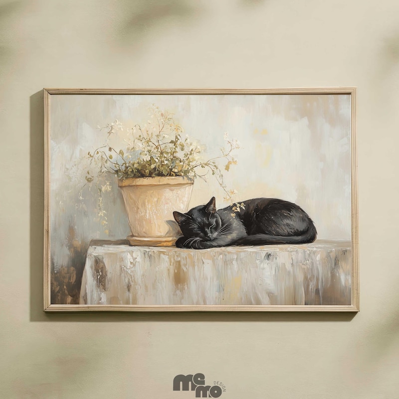 Small Black Cat Artwork - Etsy UK