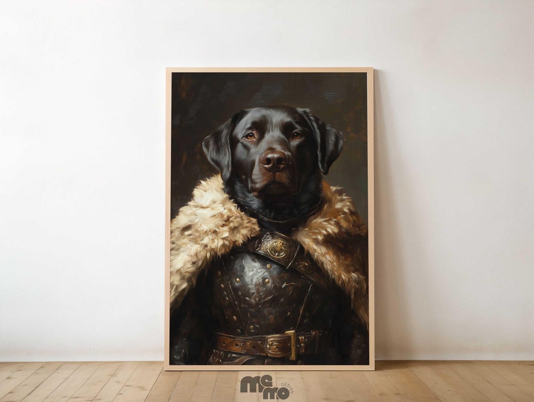 Black Labrador Knight Wall Art - Medieval Dog Portrait in Armor - Regal ...