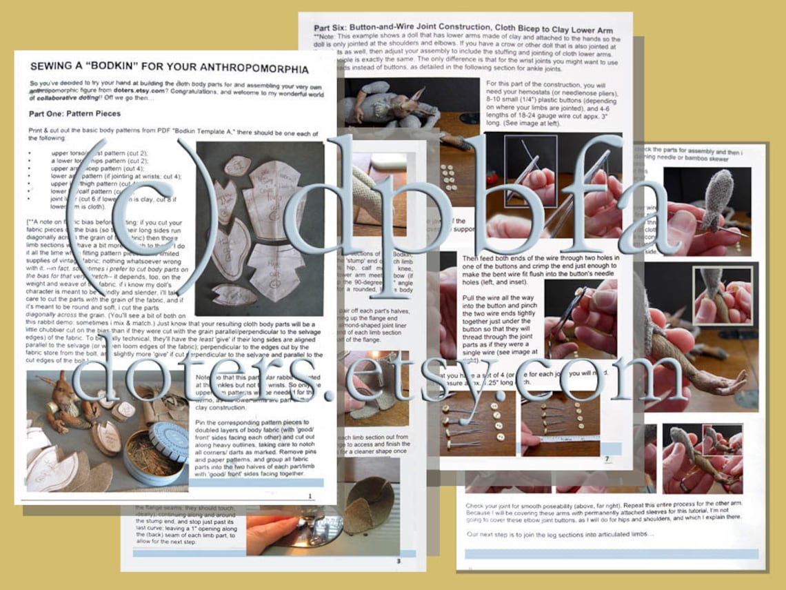 INSTANT DOWNLOAD PDF Pattern D and Instructions for Jointed Cloth Doll ...