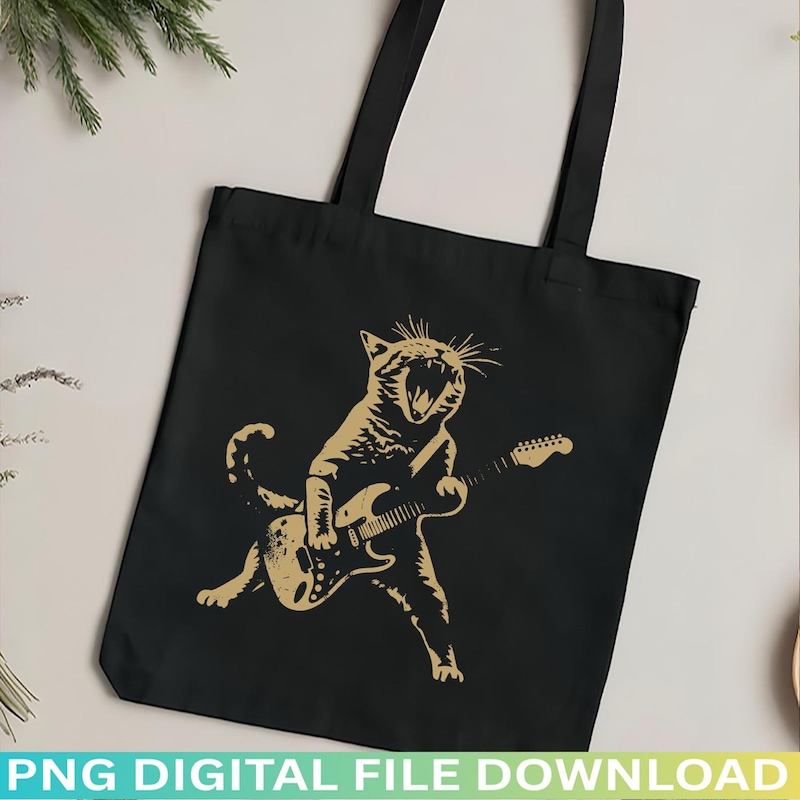 Cat Rock Playing Guitar - Etsy