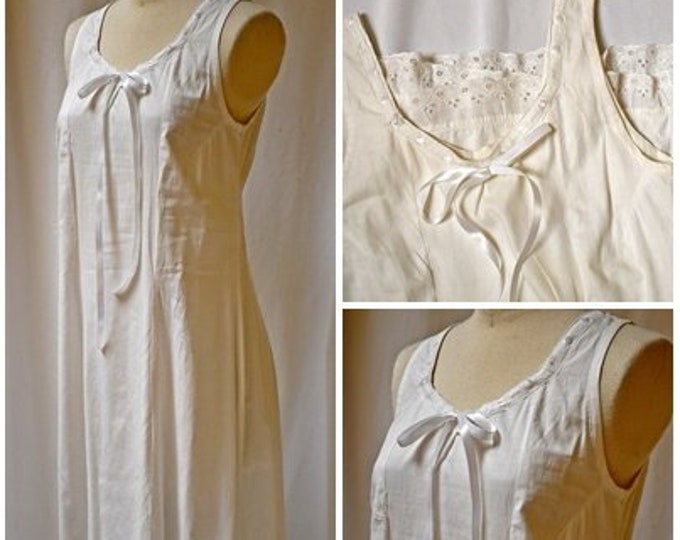 Antique 1900s Edwardian White Cotton Long Petticoat Slip Night Gown ...