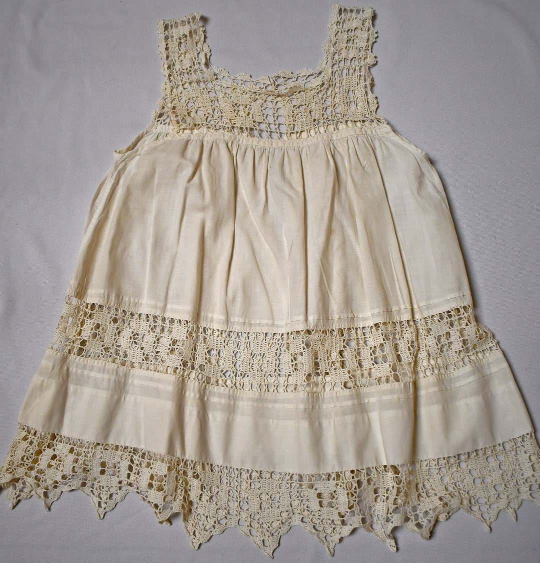 Antique Victorian Edwardian Little Girl's Soft White Cotton Shift Dress ...