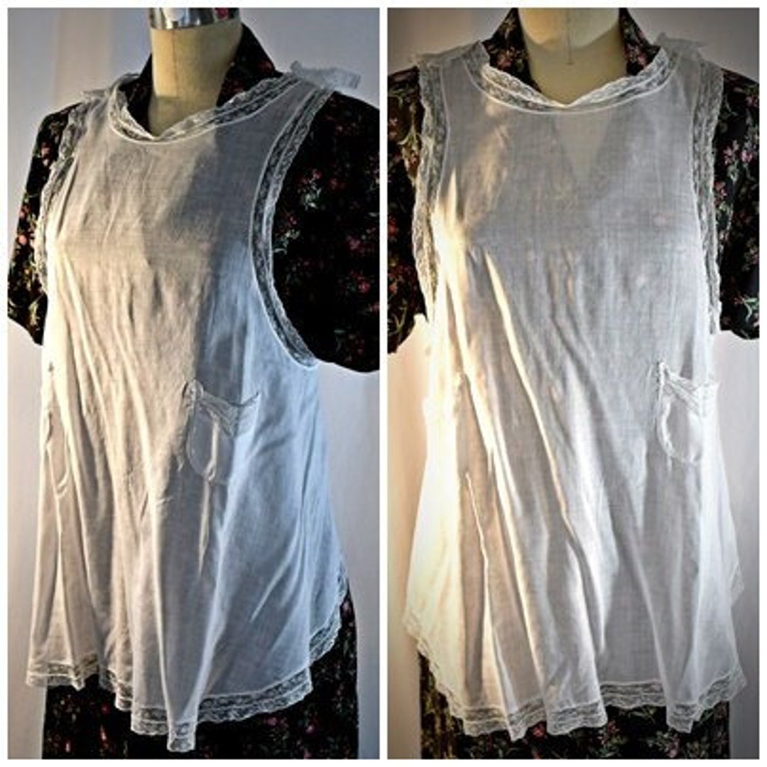 Vintage Antique 1920s Child's White Cotton Batiste Pinafore Apron Smock ...