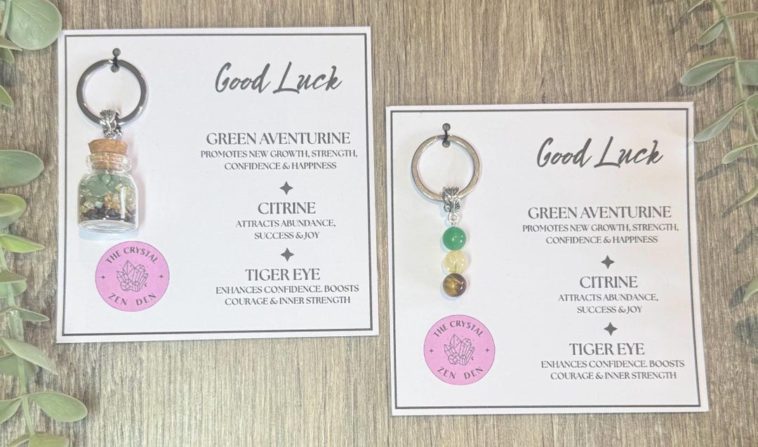 Personalized Good Luck Crystal Keyring: Courage, Success, New ...