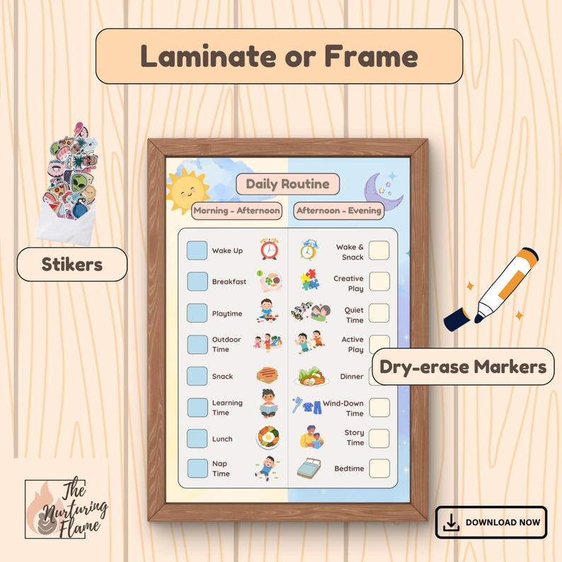 Toddler Daily Routine Chart | Visual Schedule for Kids | Morning to ...