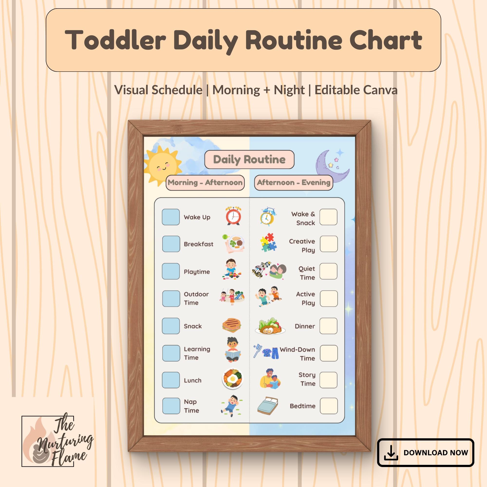 Toddler Daily Routine Chart | Visual Schedule for Kids | Morning to ...