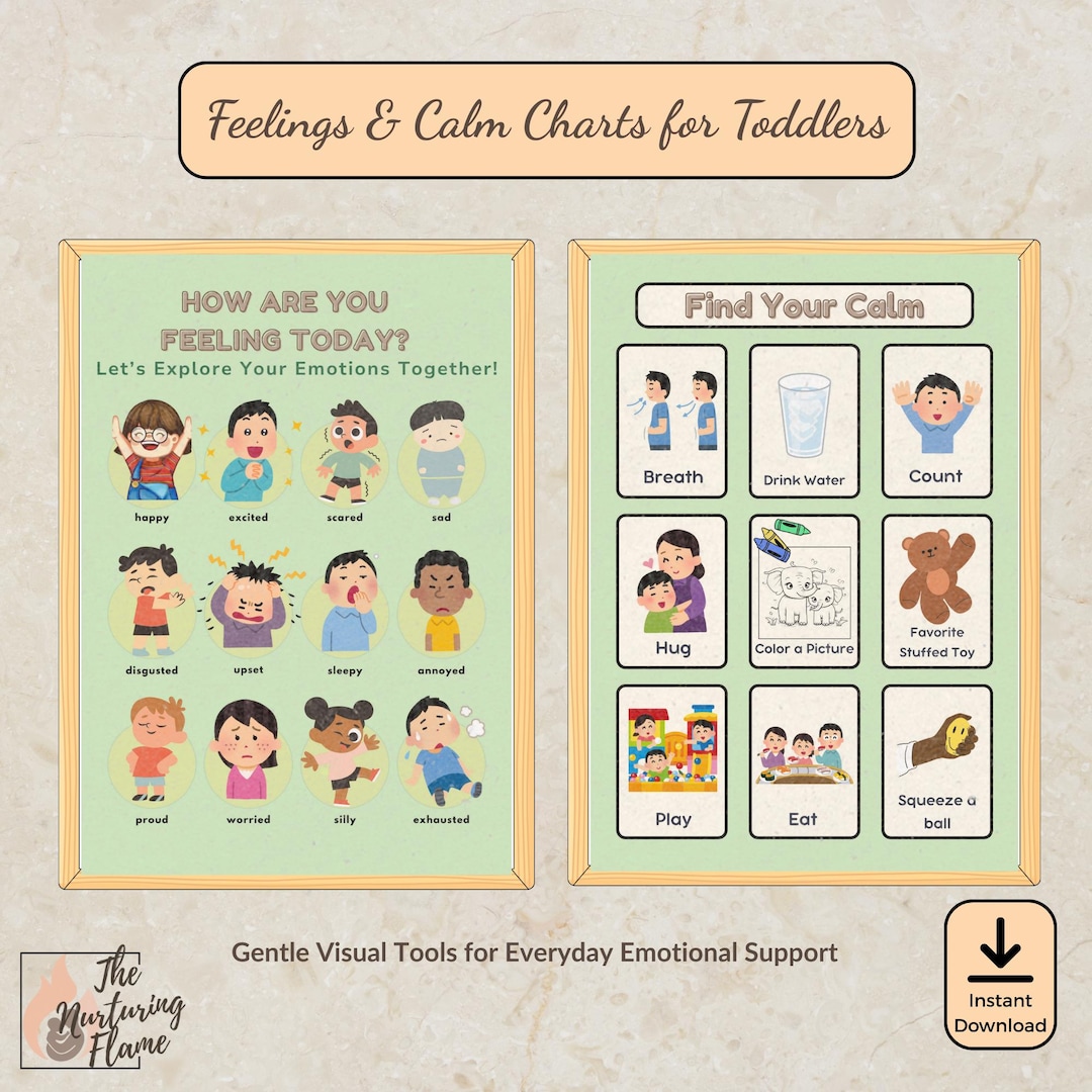 Toddler Emotions Chart & Calm Down Poster, Printable Feelings Chart for ...
