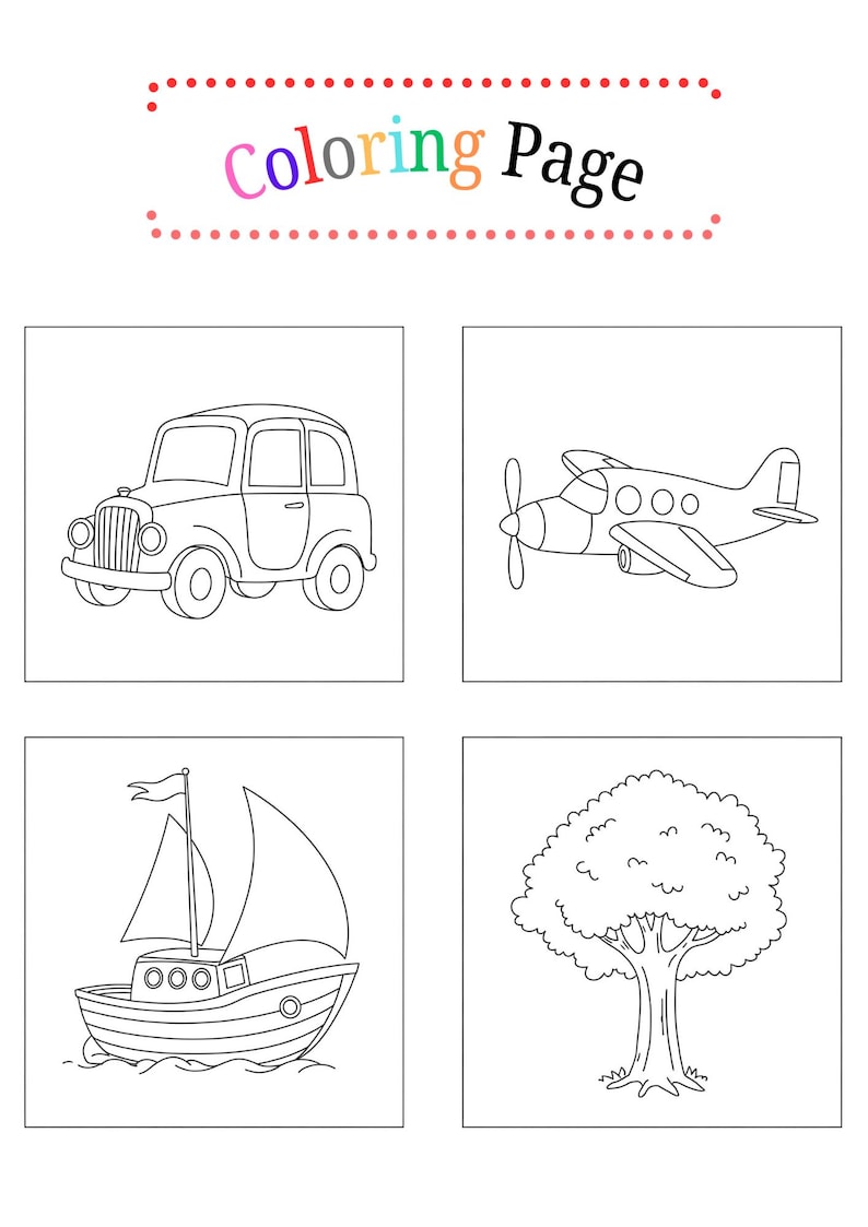 10 Page Printable Pencil Sketch Coloring Book for Kids Ages 4-6 - Etsy
