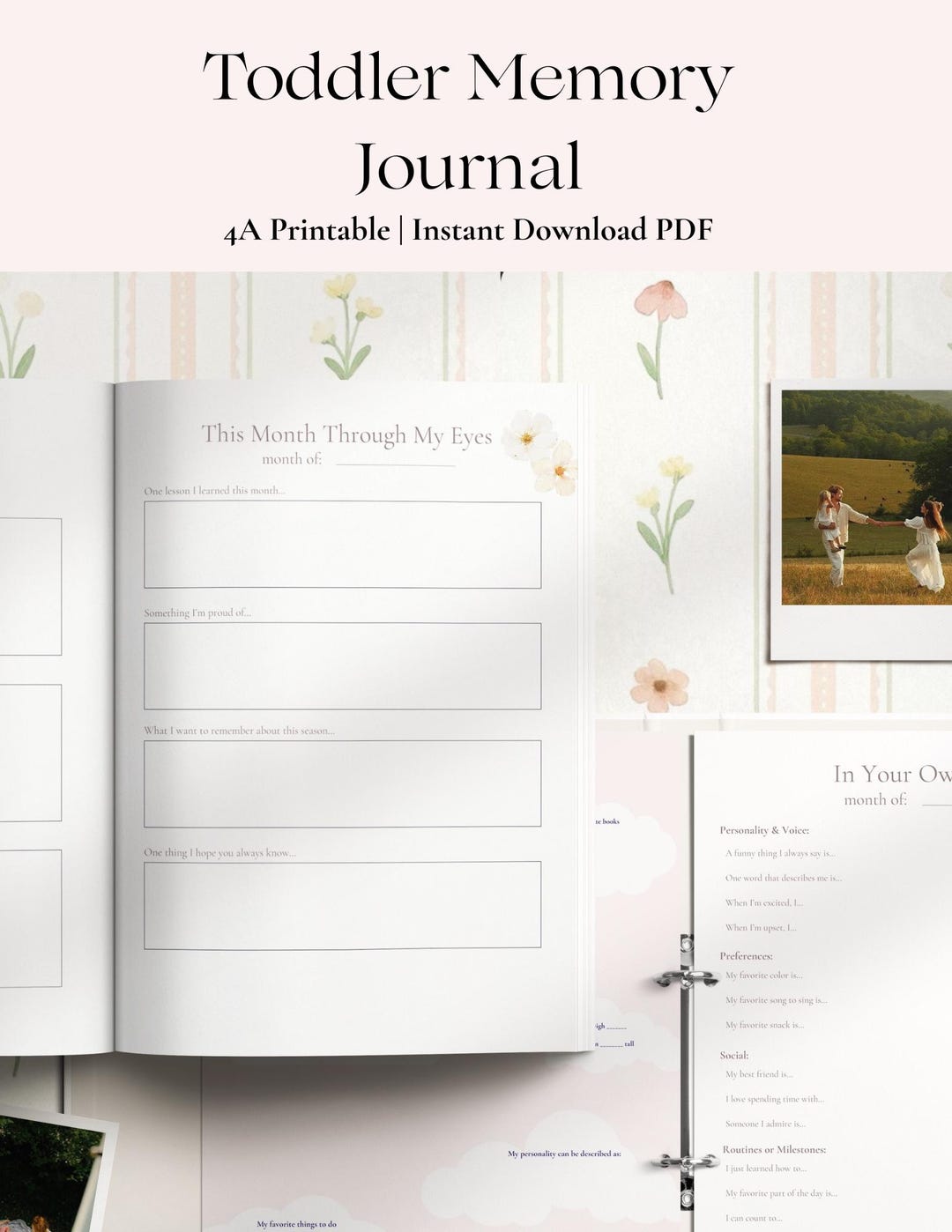 Toddler Milestone Memory Book Printable Keepsake Journal for Ages 1 to ...